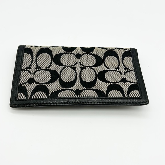 Coach | Bags | Coach Jaquard Signature Logo Checkbook Cover Black ...
